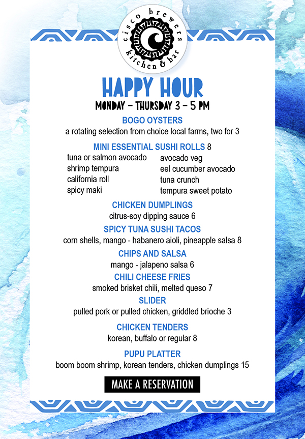 Menus | Cisco Brewery New Bedford in MA