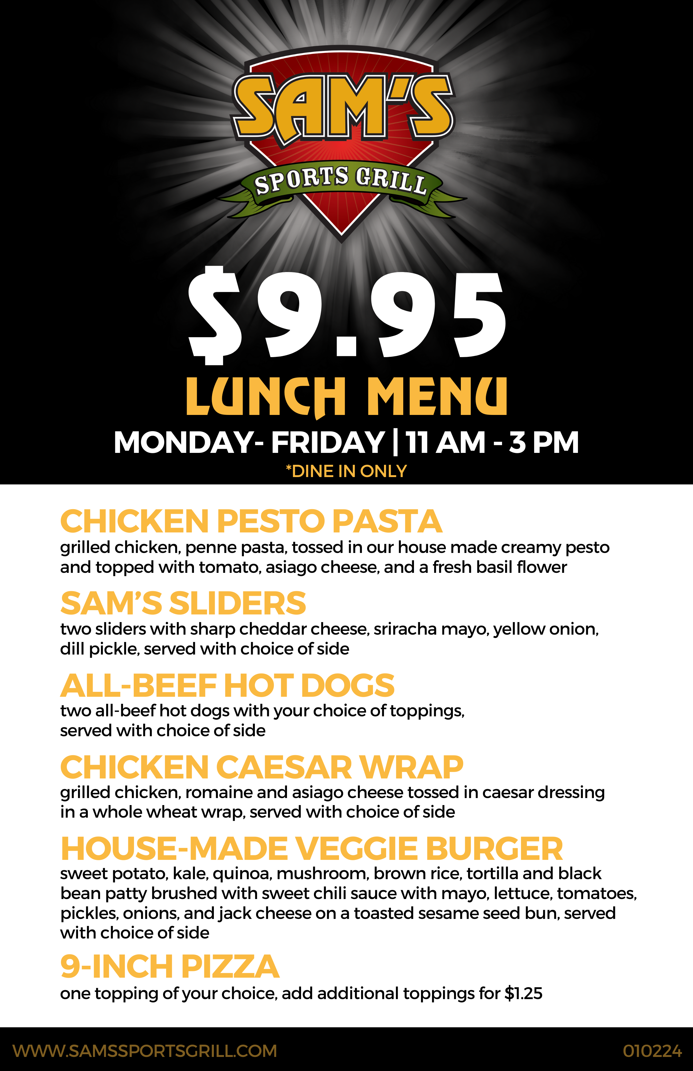 Hendersonville Menus | Sam's Sports Grill in U.S