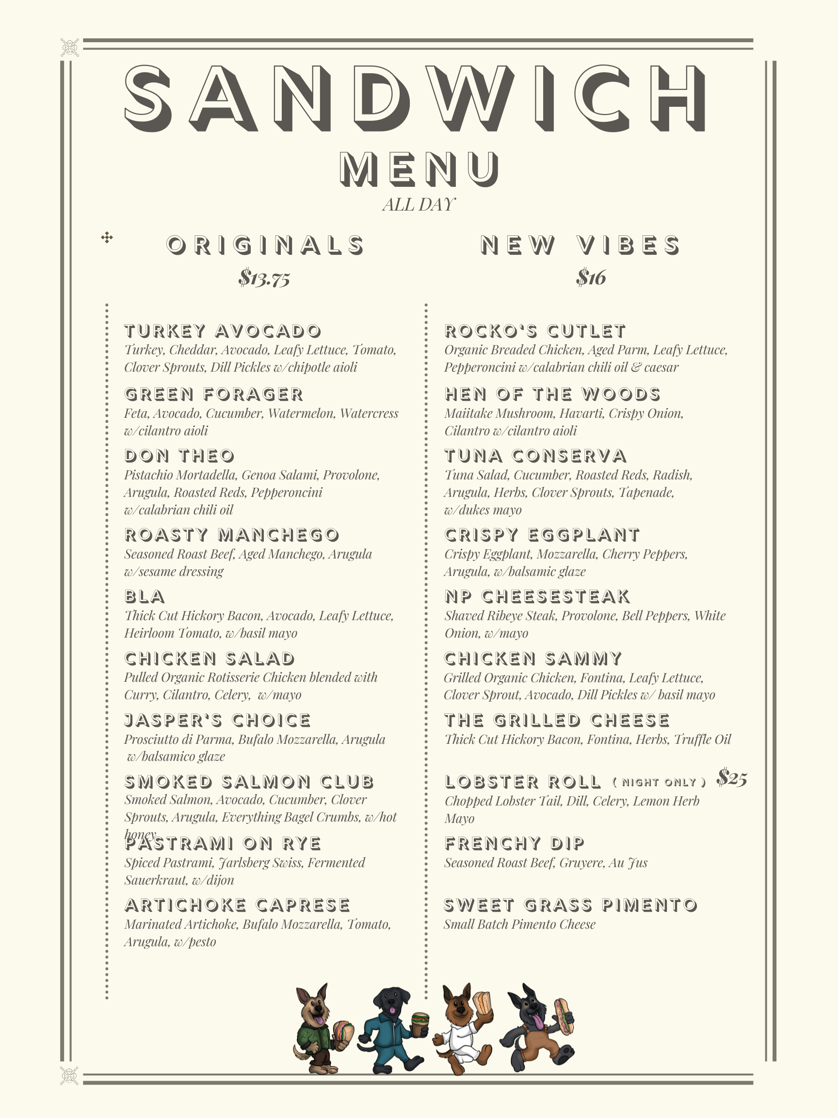 Menus | Necessary Purveyor