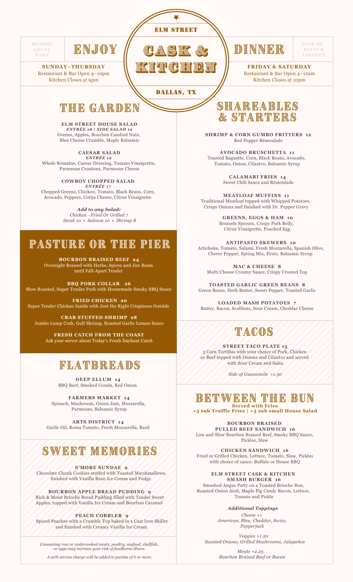 Menus | Elm Street Cask & Kitchen in Dallas, TX