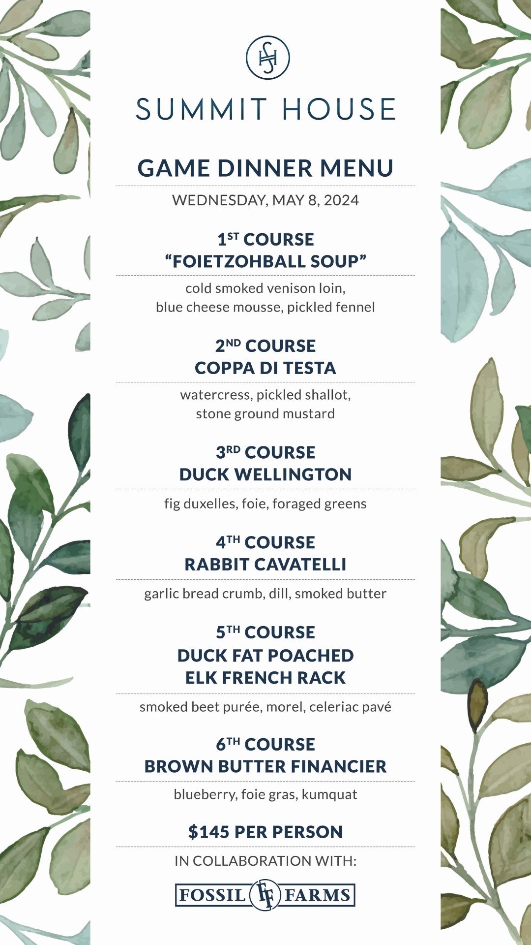 Menus | Summit House