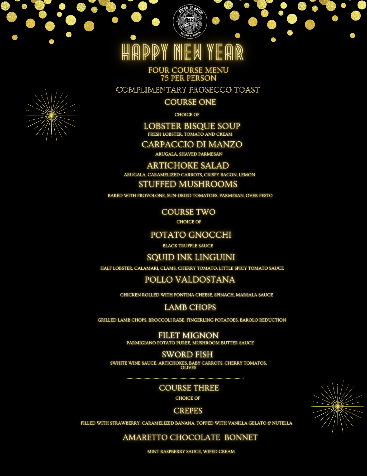 Theater District Menus | Bocca di Bacco - NYC