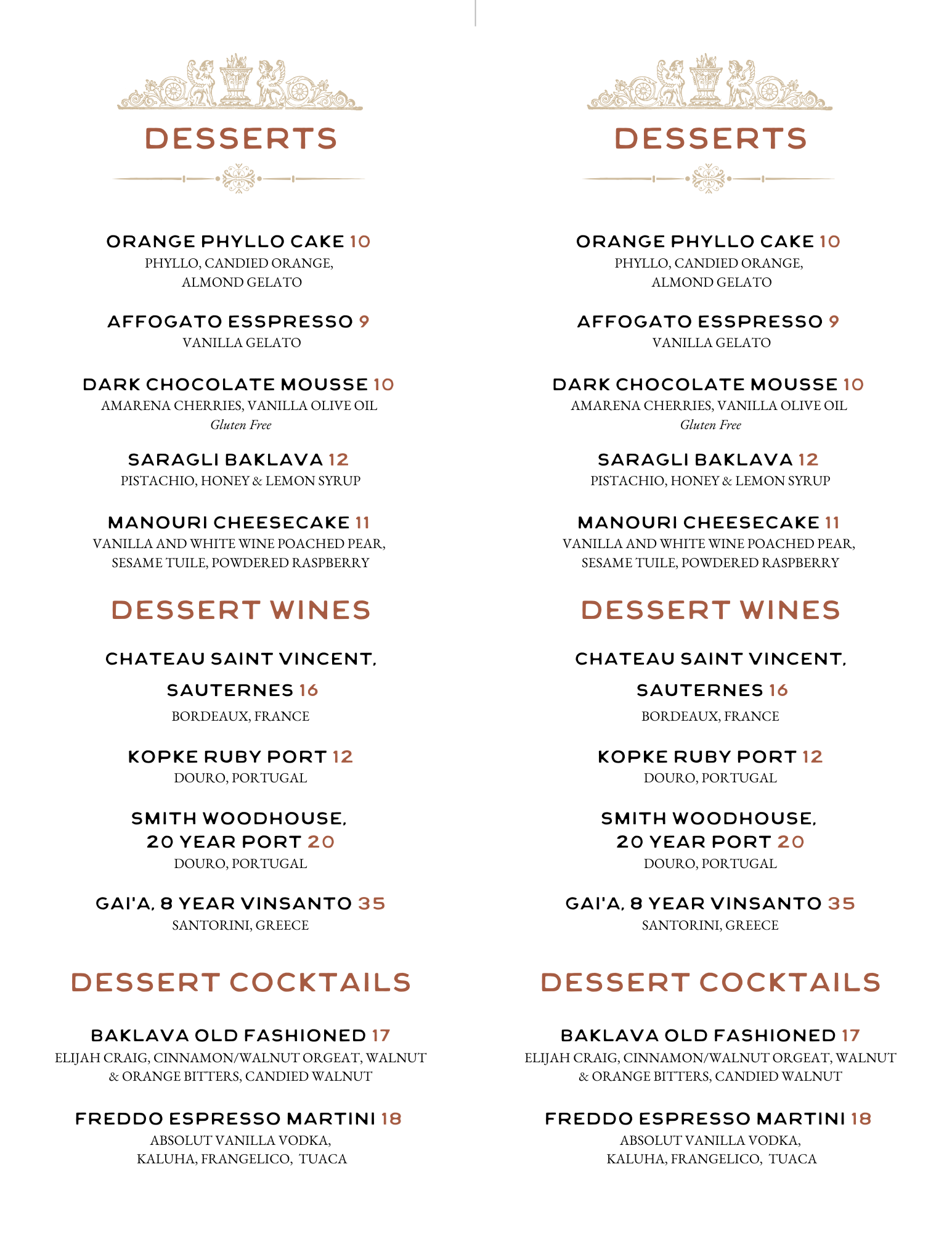 Menus | Naos in Park Place Cary, NC