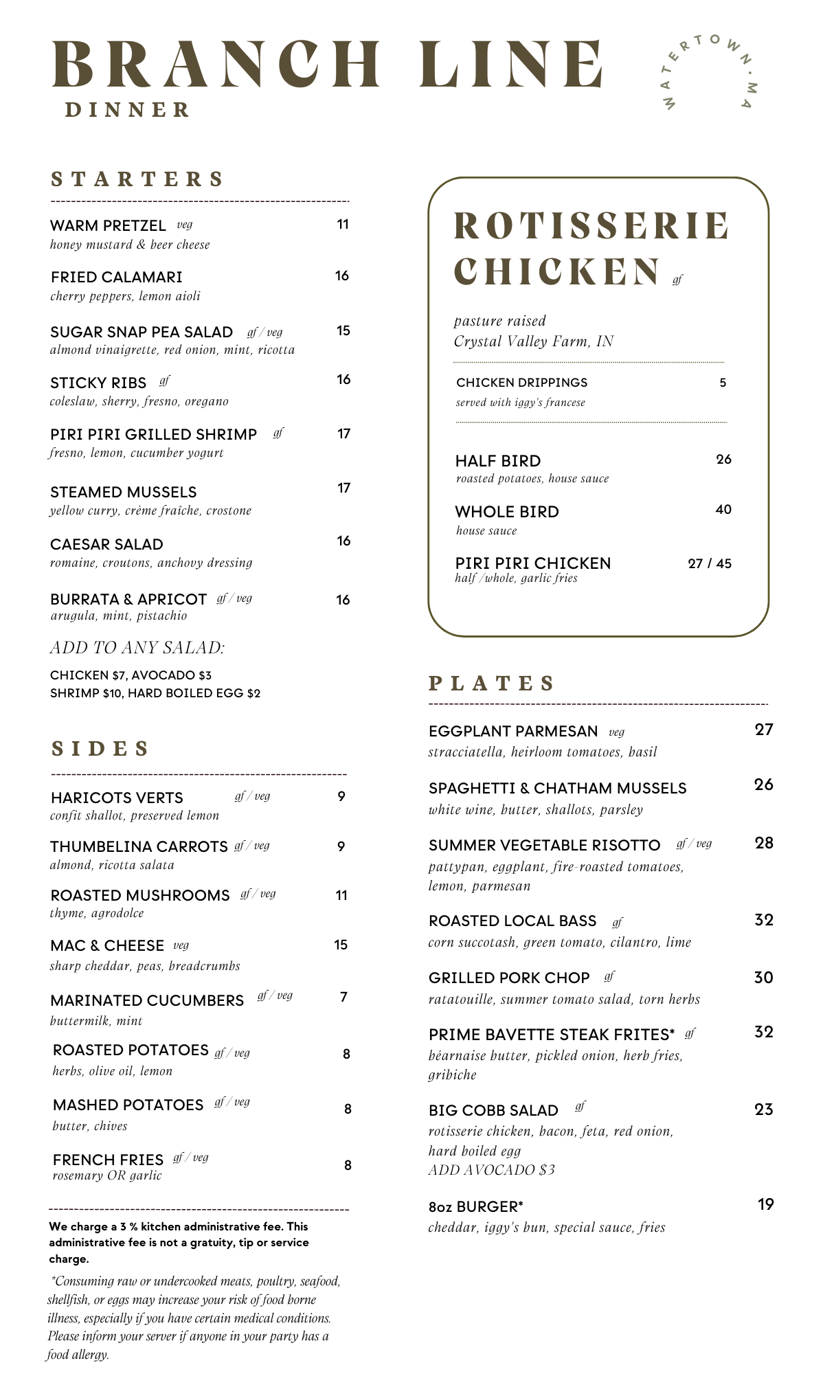 Menus | Branch Line