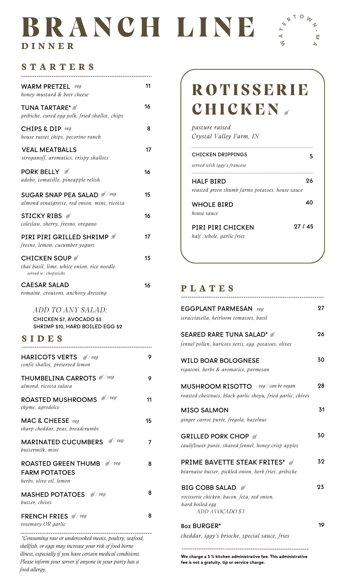 Menus | Branch Line