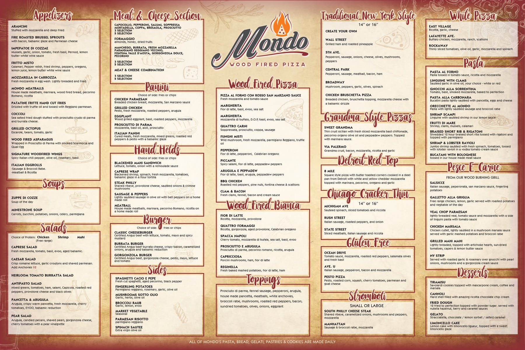 Menu of Mondo's Wood Fired Pizza in Stuart, FL 34997