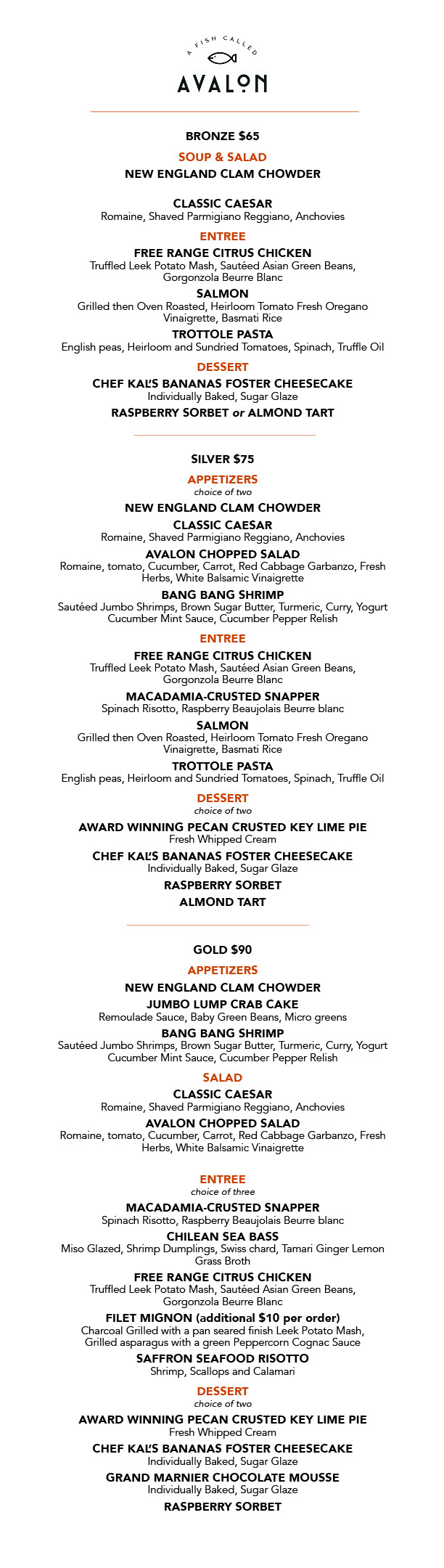 Our Menus | A Fish Called Avalon in Miami Beach, FL