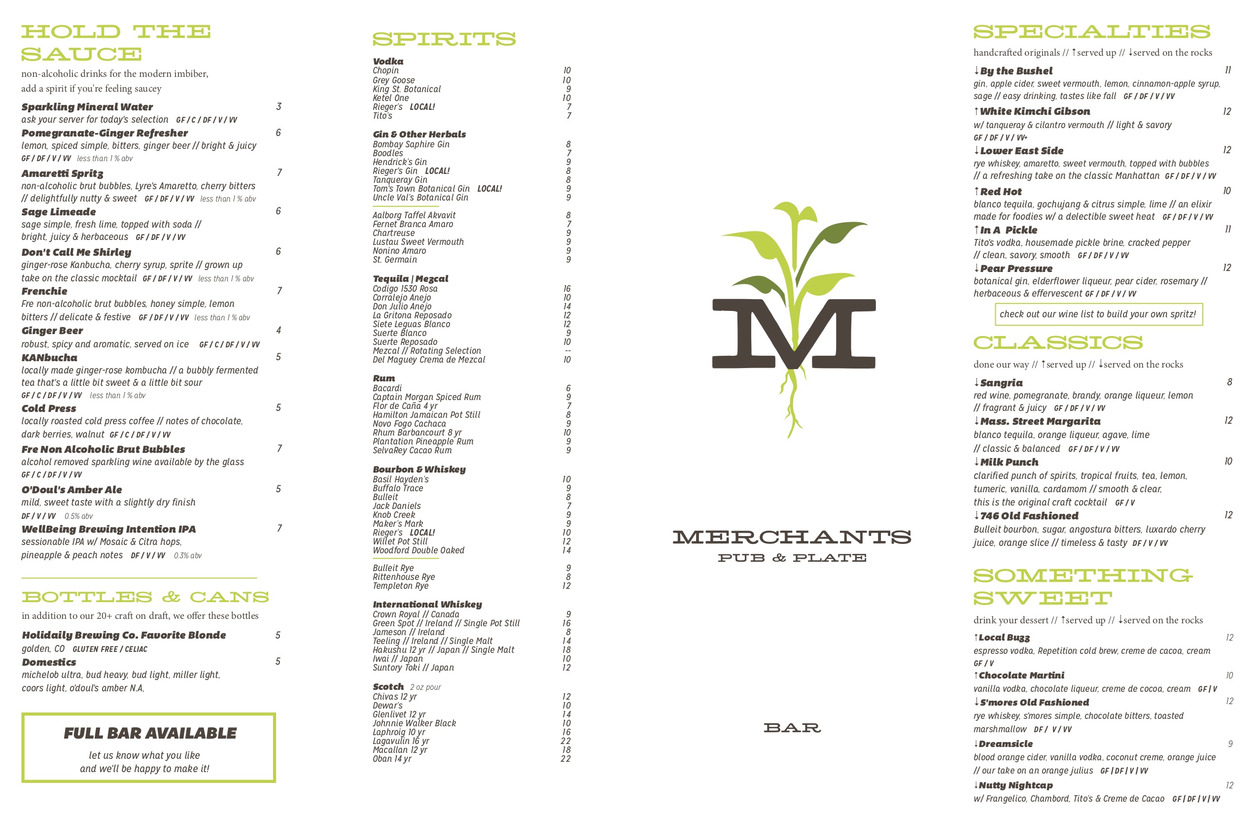 Menus | Merchants Pub & Plate