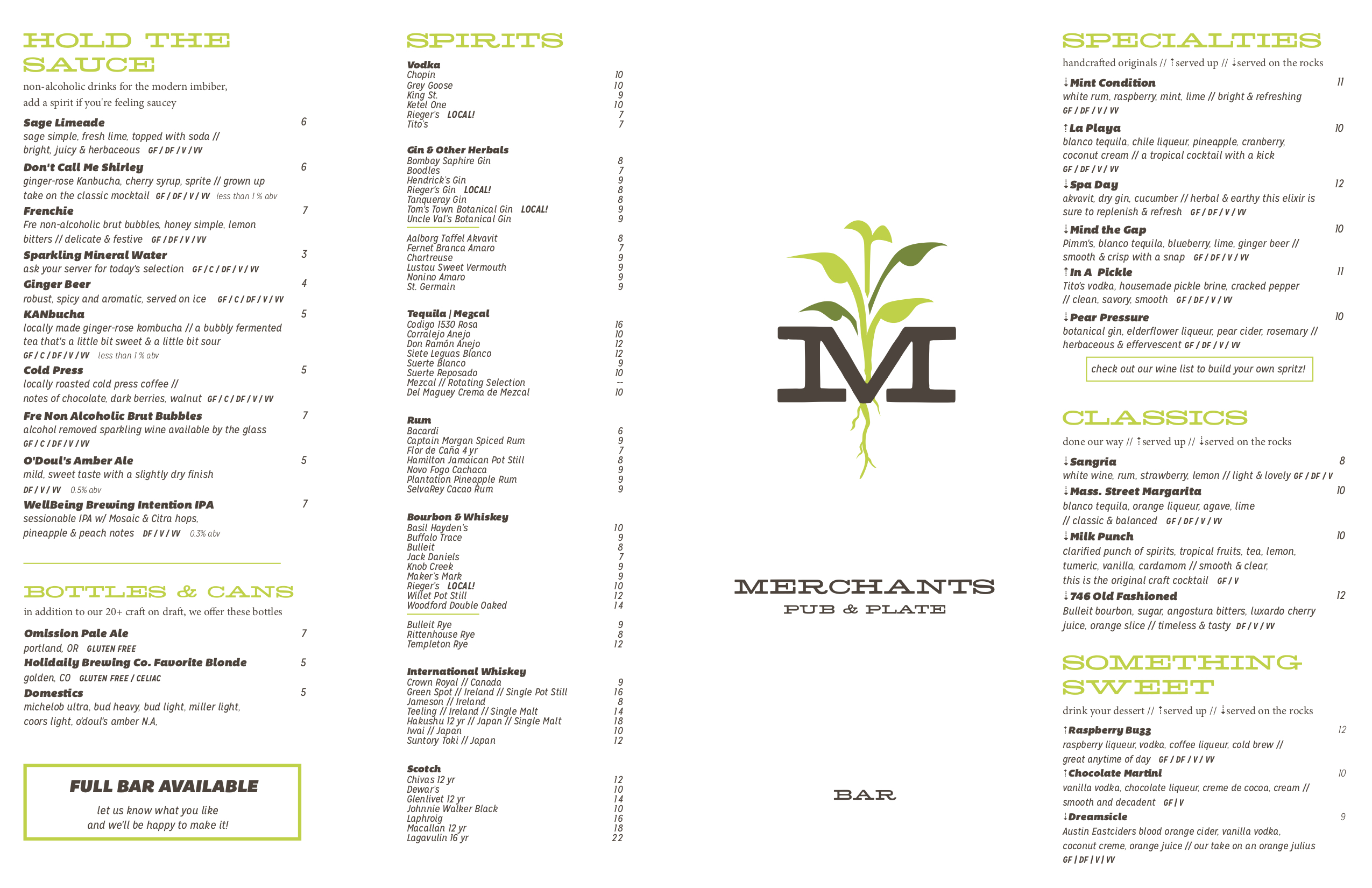 Menus | Merchants Pub & Plate