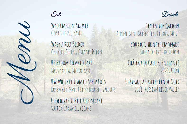 Menus | La Caille in Sandy, UT