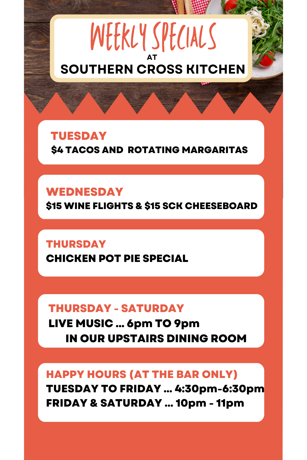 Menus | Southern Cross Kitchen in Conshohocken, PA