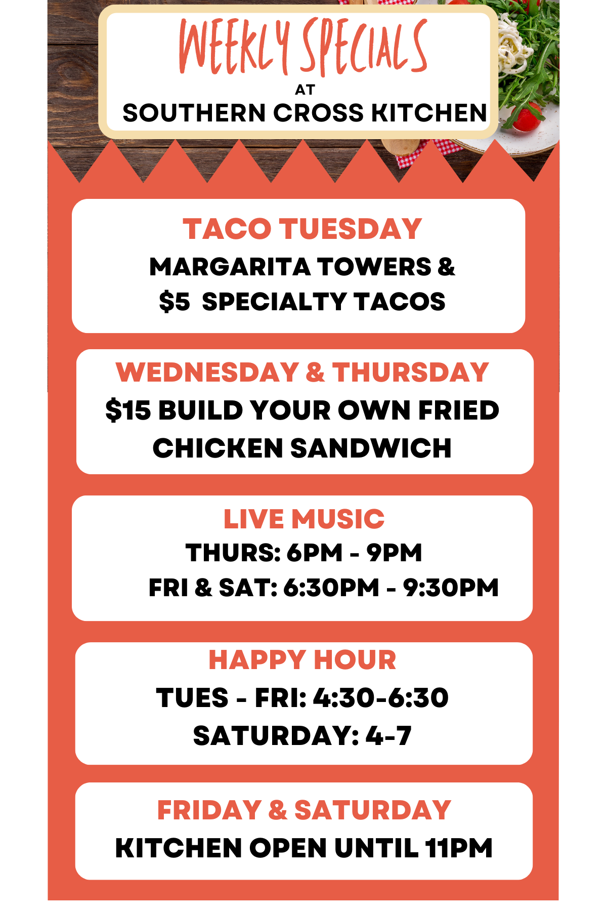 Menus | Southern Cross Kitchen in Conshohocken, PA